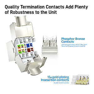 10-Pack RJ45 CAT 7 Tool-Less STP Shielded Keystone Jack, AMPCOM Self-Locking Cat7 Keystone Zinc Alloy Module Adapter No Punch-Down Tool Required Coupler for Wall Plate