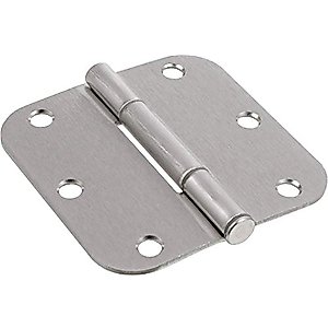 Hardware Essentials 854321 Round Corner Squeak-Proof Door Hinges, 3-1/2 inch, 3-1/2", Satin Nickel, 3 Pieces