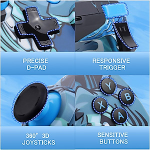 STOGA Wireless Game Controller for iPhone, Android, iPad, Mobile, PC, Tablet, Switch/Apple Arcade Mfi Games/TV/Steam, Shark Skin Bluetooth Pro Gaming Controller with Phone Clip, with 6-Axis Gyro/Dual