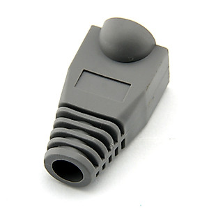 RilexAwhile 100 Pcs Gray Soft Plastic CAT5E CAT6 Ethernet RJ45 Cable Cap Connector Boots Plug Cover Strain Relief Boots (Gray)