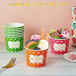 LITOPAK 120 Pack 12 oz Ice Cream Cups, Ice Cream Bowls for Cold and Hot Foods, Paper Ice Cream Bowls, Disposable Dessert Cups, Paper Ice Cream Sundaes Cups for Ice Cream, Hot Soup, Snacks, and Fruits.