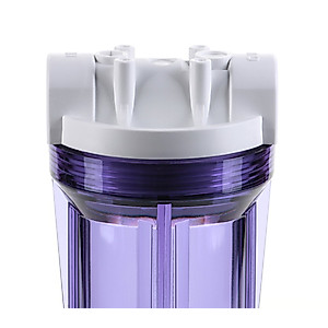 Hydronix HF3-10CLWH14, 10" Clear Housing with White Rib Cap For RO & Filtration Systems, 1/4" Ports