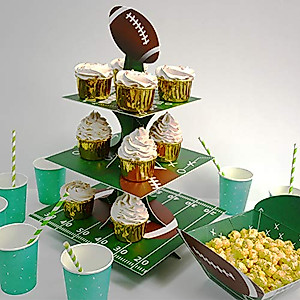 FRIDAY NIGHT Super Bowl Football Party Cardboard Cupcake Stands Mini Cake Stand Reusable Kid Birthday Baby Shower Football Theme Party Supplies Dessert Stand