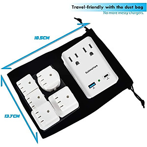 2000 W Travel Adapter Kit w/ 2 USB Ports & Outlets - International Power Adapter Plug Europe US UK Adaptor - 220-110V Adapter - Smart 2.4 A USB Electrical Charger Dual Voltage Device Sublimeware