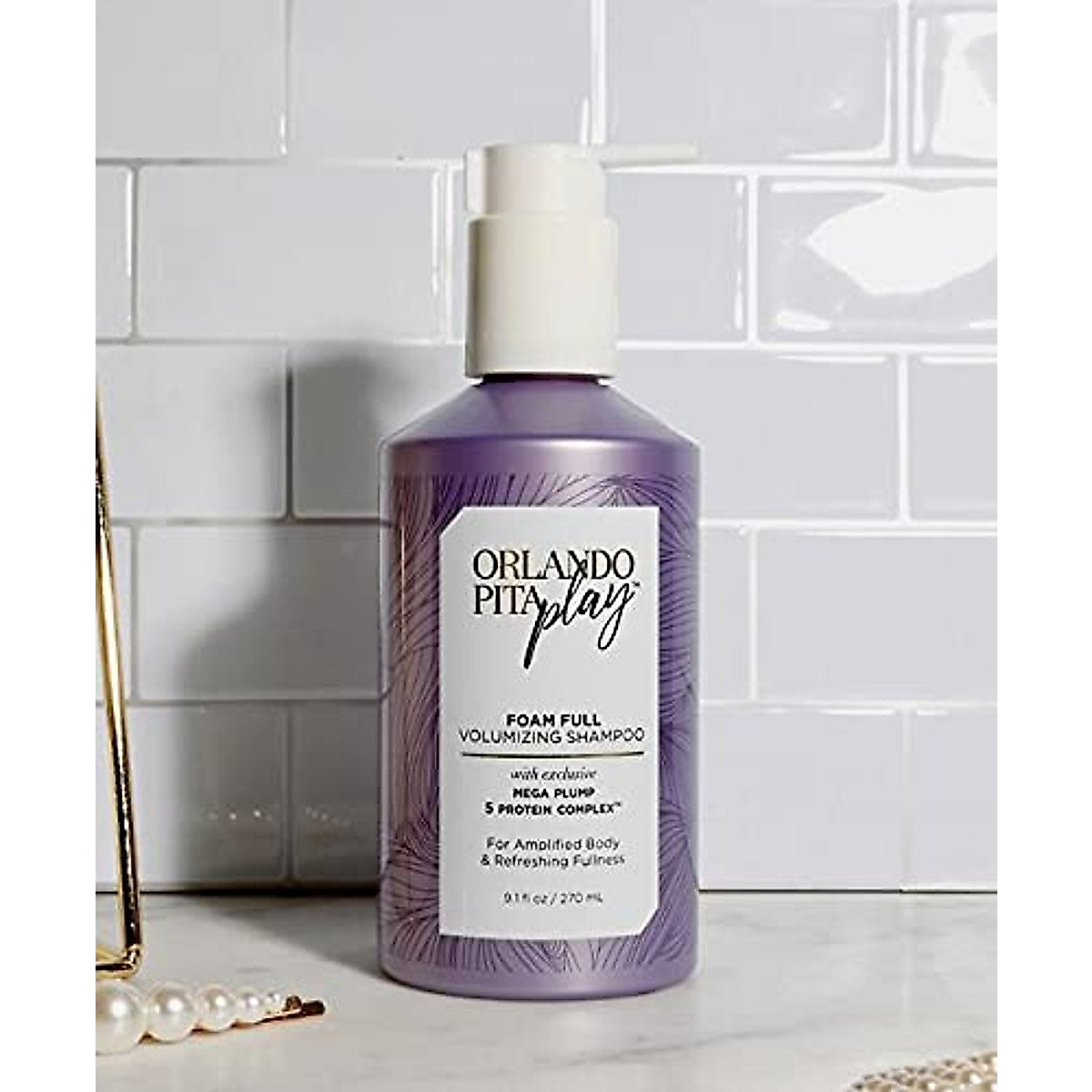ORLANDO PITA PLAY Foam Full Volumizing Shampoo, Exclusive Mega Pump 5 Protein Complex, For Amplified Body & Refreshing Fullness, Gently Cleanses & Creates Bounce, 9.2 Fl Oz