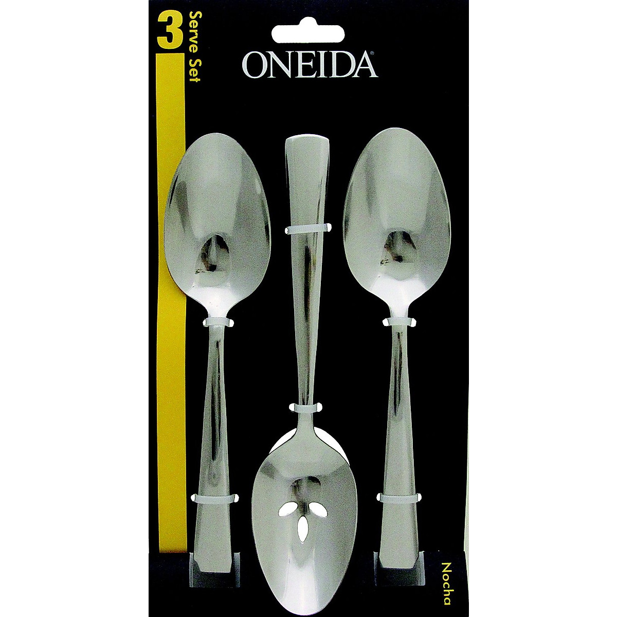 Oneida Nocha Everyday Flatware Serving Spoons, Set of 3 18/0 Stainless Steel, Silverware Set