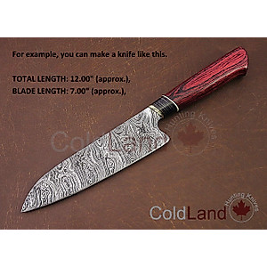 ColdLand knife blanks, Damascus Knife Blank for Kitchen, Professional Kitchen Hand Forged Knife Blanks for Knife Making, Knife Blanks Blade for Chef Knife