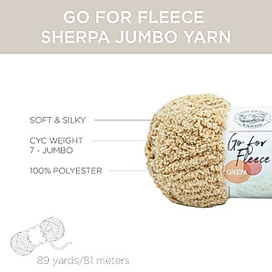 Lion Brand Yarn Go for Fleece Sherpa Jumbo Yarn for Knitting, Crocheting, and Crafting, 3 Pack, Honey