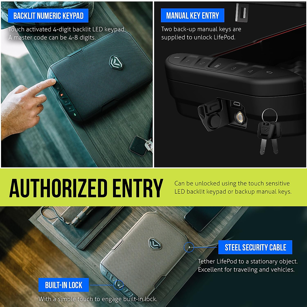 VAULTEK LifePod Secure Waterproof Travel Case Rugged Electronic Lock Box Travel Organizer Portable Handgun Case with Backlit Keypad (Rush Orange)