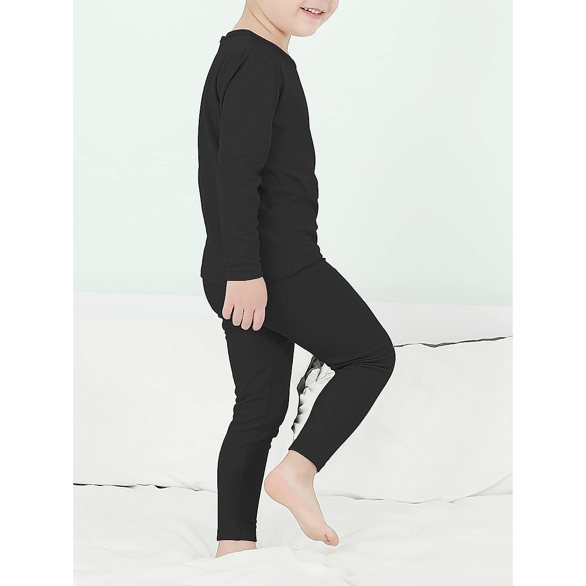 Century Star Kids Thermal Underwear Long Johns for Boys Girls Base Layer Toddler Thermal Set Ultra Soft Black Medium (90) /2T-3T