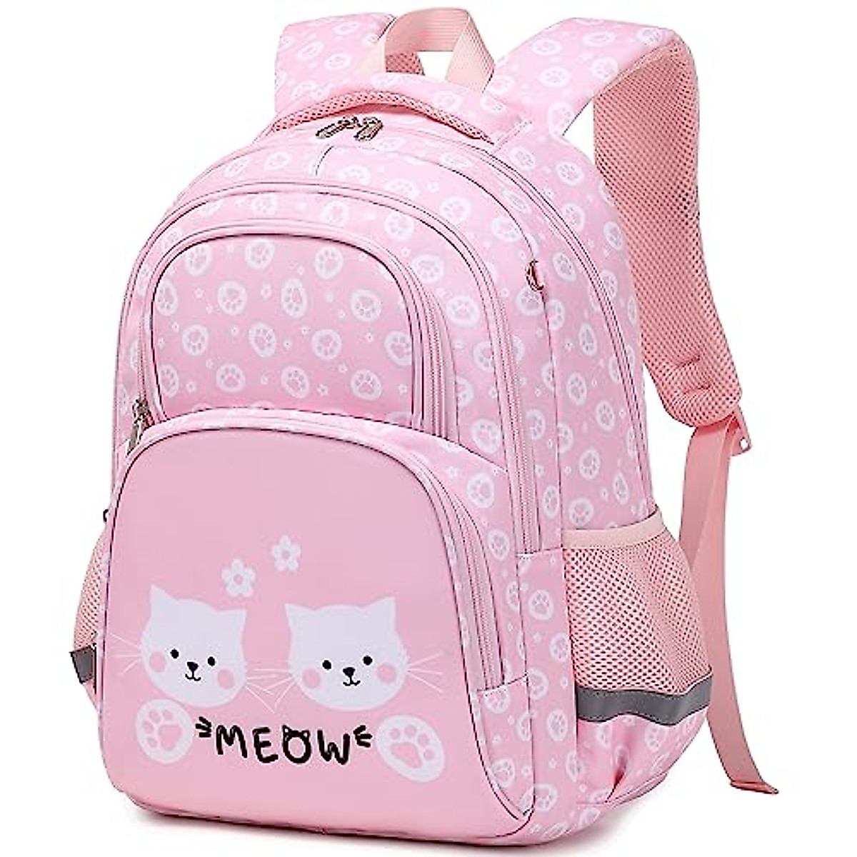 abshoo Cute Cat School Backpack For Girls Elementary Kindergarten Kids School Bag (Cat Pink A)