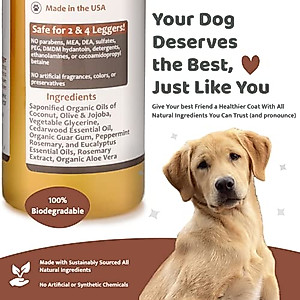 4Legger Organic Dog Shampoo and Conditioner USDA Certified - All Natural Concentrated Cedar Dog Shampoo with Peppermint, and Eucalyptus - Dog Shampoo for Itchy Skin - Dog Shampoo for Smelly Dogs 16 oz