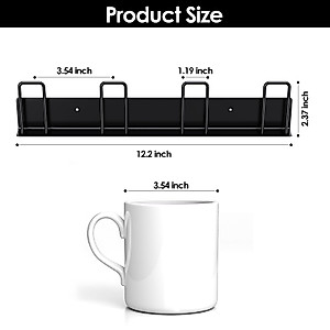 Geilihome Mug Wall Hooks No Drilling, Wall-Mounted Coffee Mug Holder Adhesive Glass Cup Rack Mug Hanger for Cupboard Storage, Kitchen Organizers, Cabinet Shelf Hanging Utensils (2pcs Black)
