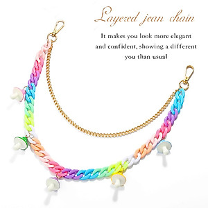 Zehope Layered Pant Chains Colorful Mushroom Jean Chain Hip Hop Wallet Chains for Women