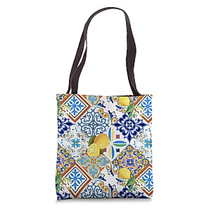 Citrus,lemons,mosaic,flowers,azulejo,tiles,Portuguese art Tote Bag