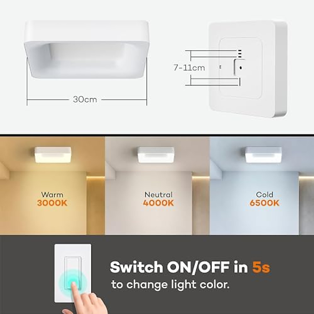 BLNAN 12 Inch Dimmable Flush Mount LED Ceiling Light Fixture with Remote Control, 24W 2400LM 3000K-6500K Dimming Ceiling Lamp for Bedroom Kitchen Hallway