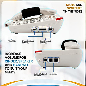 Big Button Phone for Seniors - Corded Landline Telephone - One-Touch Dialling for Visually Impaired - Amplified Ringer with Loud Speaker for Hearing Impaired, Ergonomic Non-Slip Grip