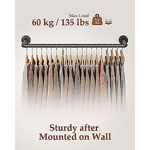 Bodato Industrial Clothing Rack 38.4'' for Wall, Heavy Duty Pipe Clothes Rack Wall Mounted for Hanging Clothes Garment, Closet Rod Hanging Bar for Walk-in Closet