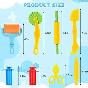 Oun Nana Playdough Tools, Playdough Accessories with Dough Extruders, Dough Scissors, Playdough Rollers and Cutters, 16 PCS Plastic Play Dough Tools Set for Kids(Random Color)