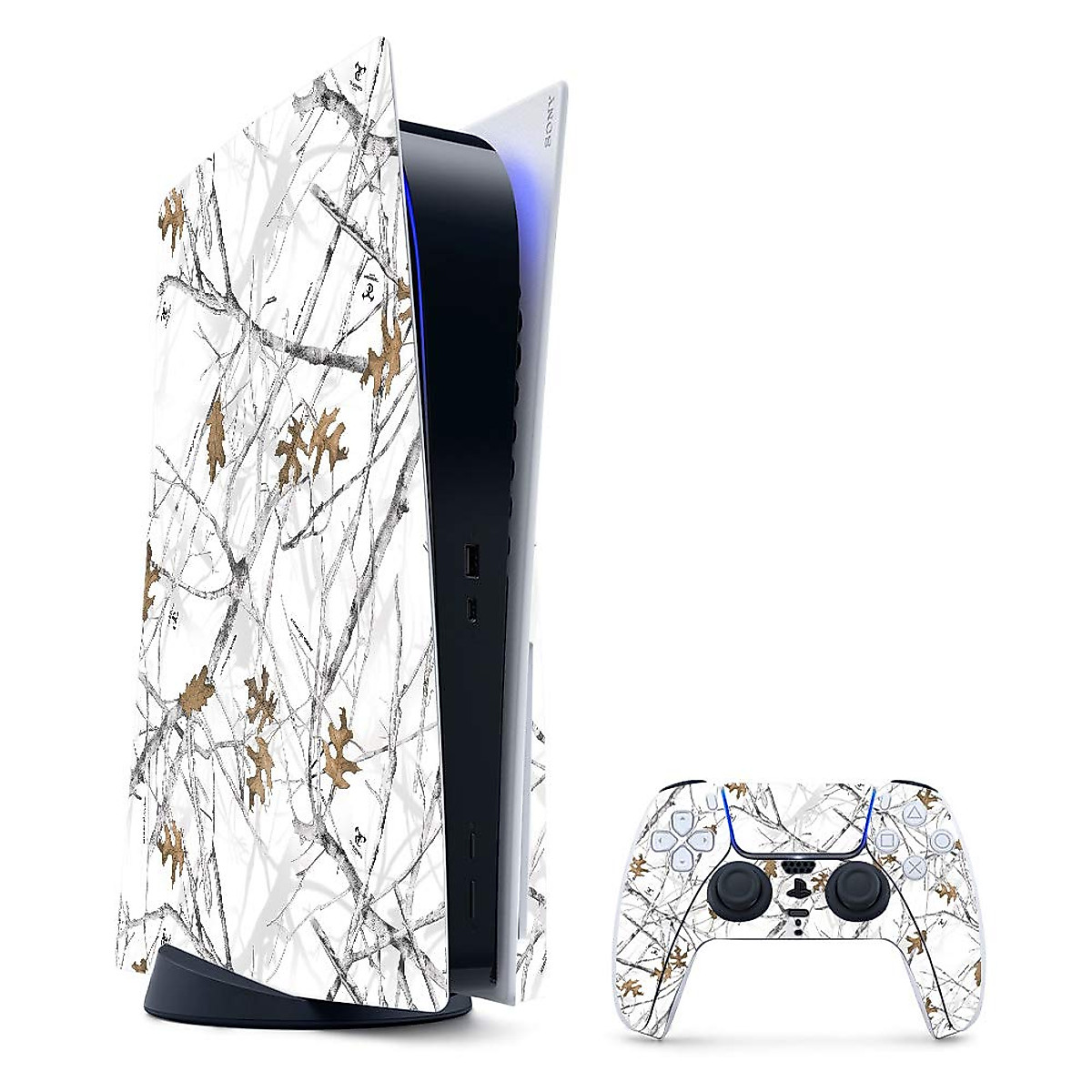 MightySkins Gaming Skin for PS5 / Playstation 5 Bundle - Conceal Snow | Protective Viny wrap | Easy to Apply and Change Style | Made in The USA