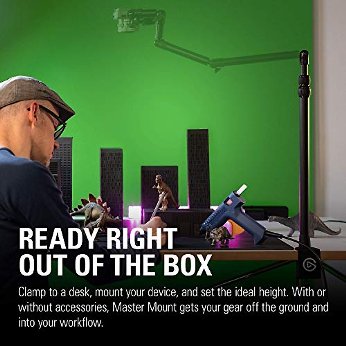 Elgato Master Mount L - Premium Desk Clamp with Pole extendable up to 125cm/49in and 1/4 inch Thread to Mount Lights, Cameras, and Microphones, perfect for Streaming, Videoconferencing, and Studios