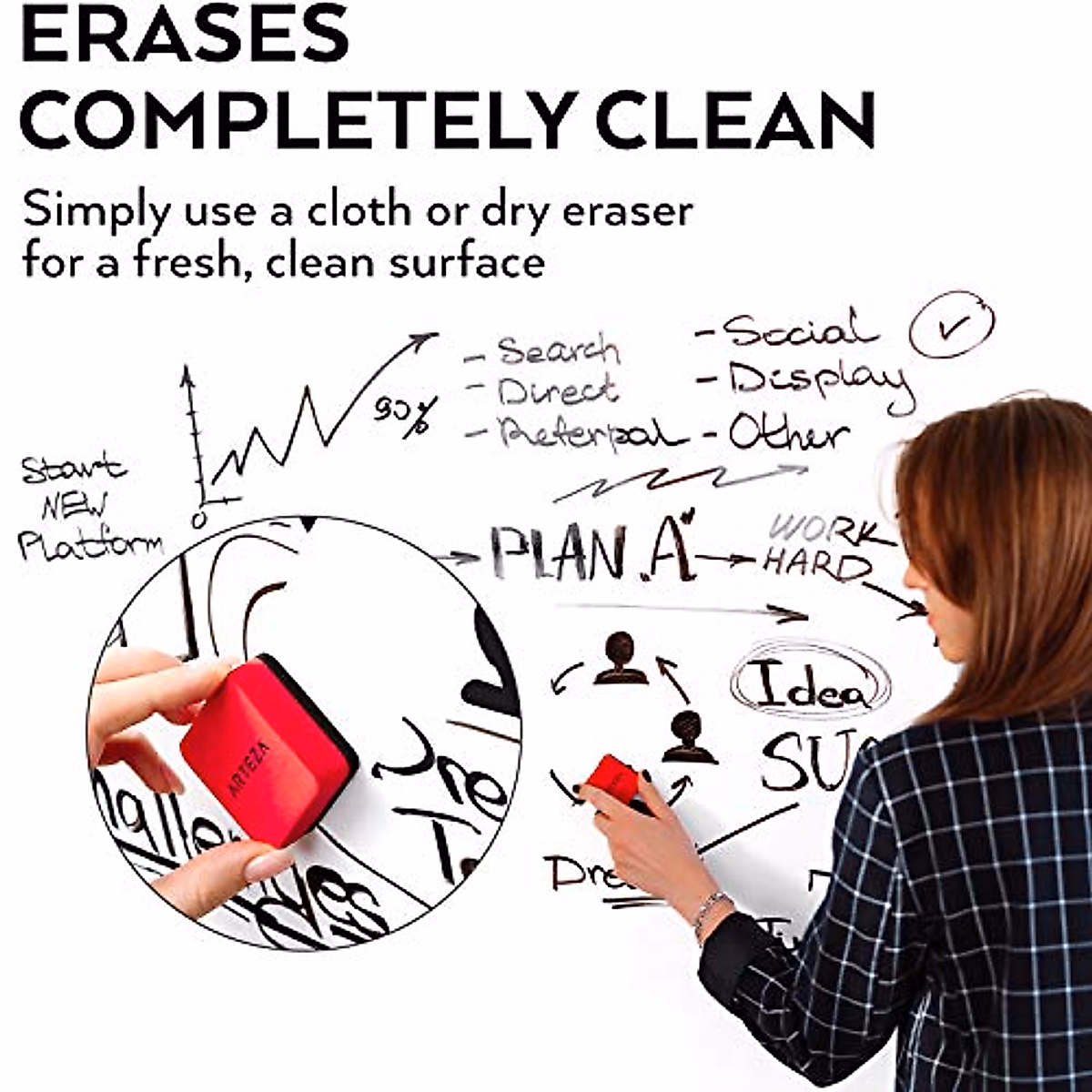 ARTEZA Black Dry Erase Markers, Bulk Pack of 52 Whiteboard Markers, Chisel Tip, Low-Odor Ink, Long-Lasting & Easy-to-Erase, Ideal for School, Office, Homeschooling and Teachers