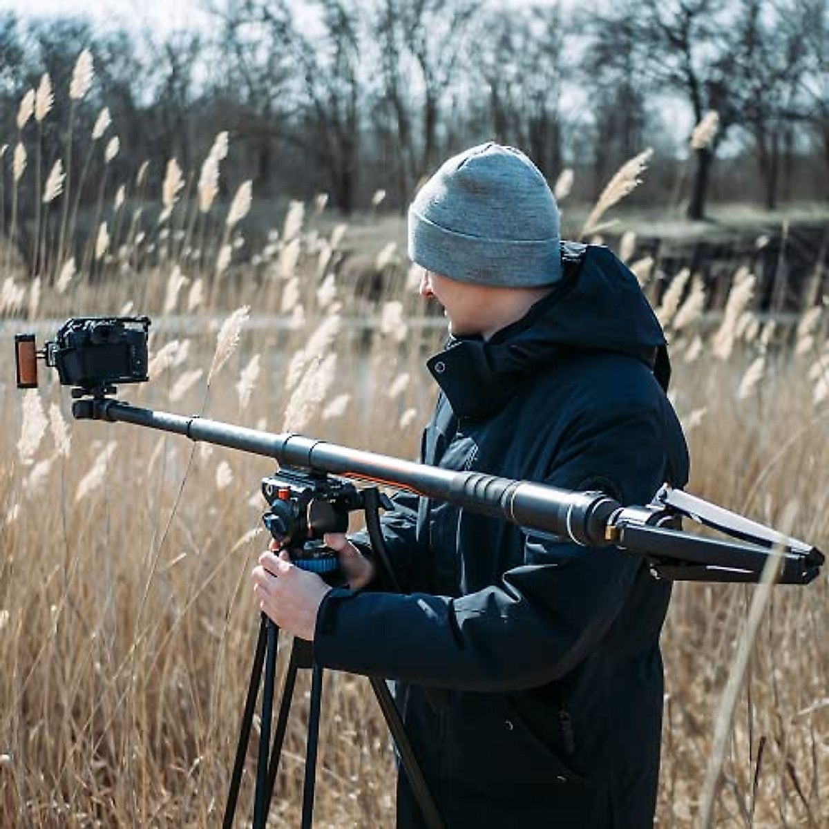 MOZA Slypod Pro Slider Motorized Monopod Camera Sliders Made of Light-Weight Carbon Fiber Vertical Payload 13Lb Extend Out 520mm 5.5H Running Time with Pan and Tilt Head & Tripod