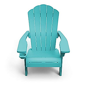 Keter Outdoor Patio Garden Deck Furniture Resin Adirondack Chair with Built-in Cup Holder (Teal)