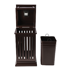 40L Outdoor Trash Can Commercial Garbage Enclosure with Locking Lid, Installation-Free, Galvanized Sheet (Black) 35.4 x 15.7 x 15.7 in