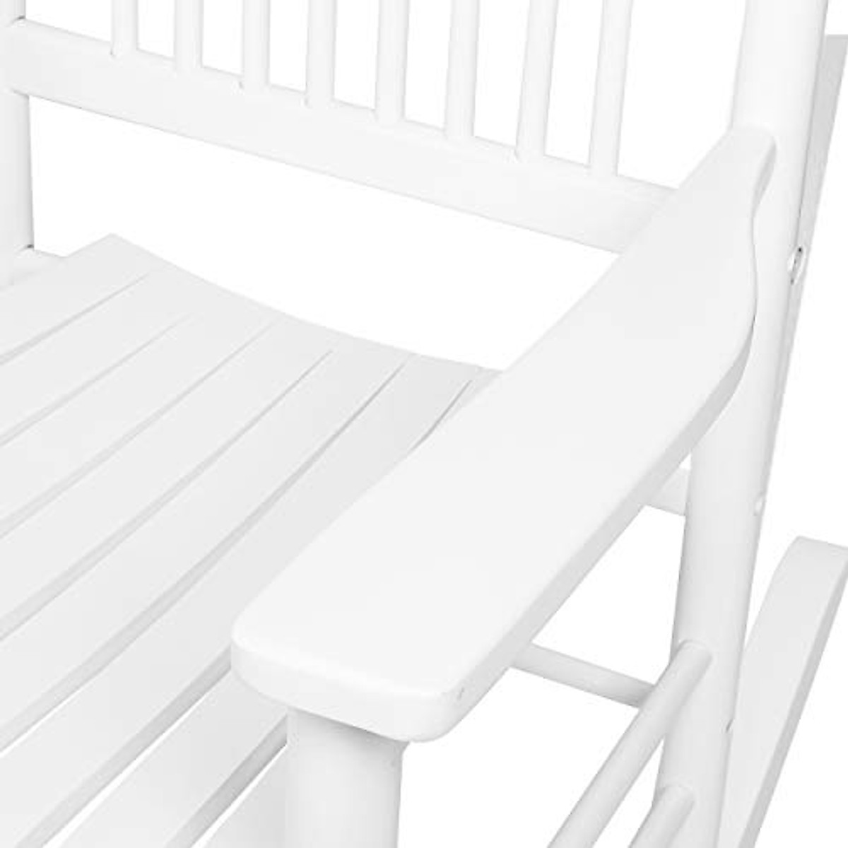 MUPATER Outdoor Rocking Chair Set 3-Piece Patio Wooden Rocker Bistro Set with Foldable Table and Curved Seat, White