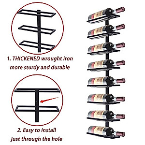 Gdrasuya10 Wall Mounted Wine Rack for 8 Bottles, Wall Wine Rack Wrought Iron Wine Storage Display Holder Rack Wine Bottle Hanging Holder Rack (Black)
