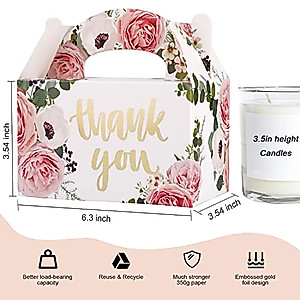 SOSFKIM Gable Treat Boxes Large 24 Pack - Floral Party Favor Boxes Bulk Embossed Foil 6.3x 3.5x 3.5in - Goodie Gable Boxes for Baby Shower, Wedding, Birthday