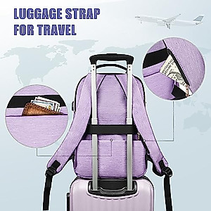 MATEIN 17 Inch Laptop Backpack, Womens Travel Laptop Backpack with RFID Pocket, Large Water Resistant College Teacher Nurse Work Bag Lightweight Daypack Computer Bagpack with USB Charging Port, Purple