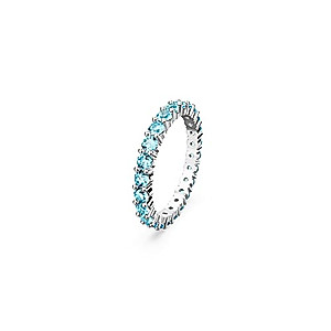 SWAROVSKI Matrix Vittore Ring, Aquamarine-Blue Crystals on a Rhodium Finished Band, Size 9, Part of the Matrix Vittore Collection