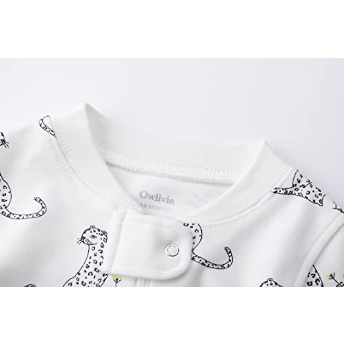 Owlivia Organic Cotton Baby Boy Girl Zip Up Sleep N Play, Footless, Long Sleeve(12-18 Months, Leopard)