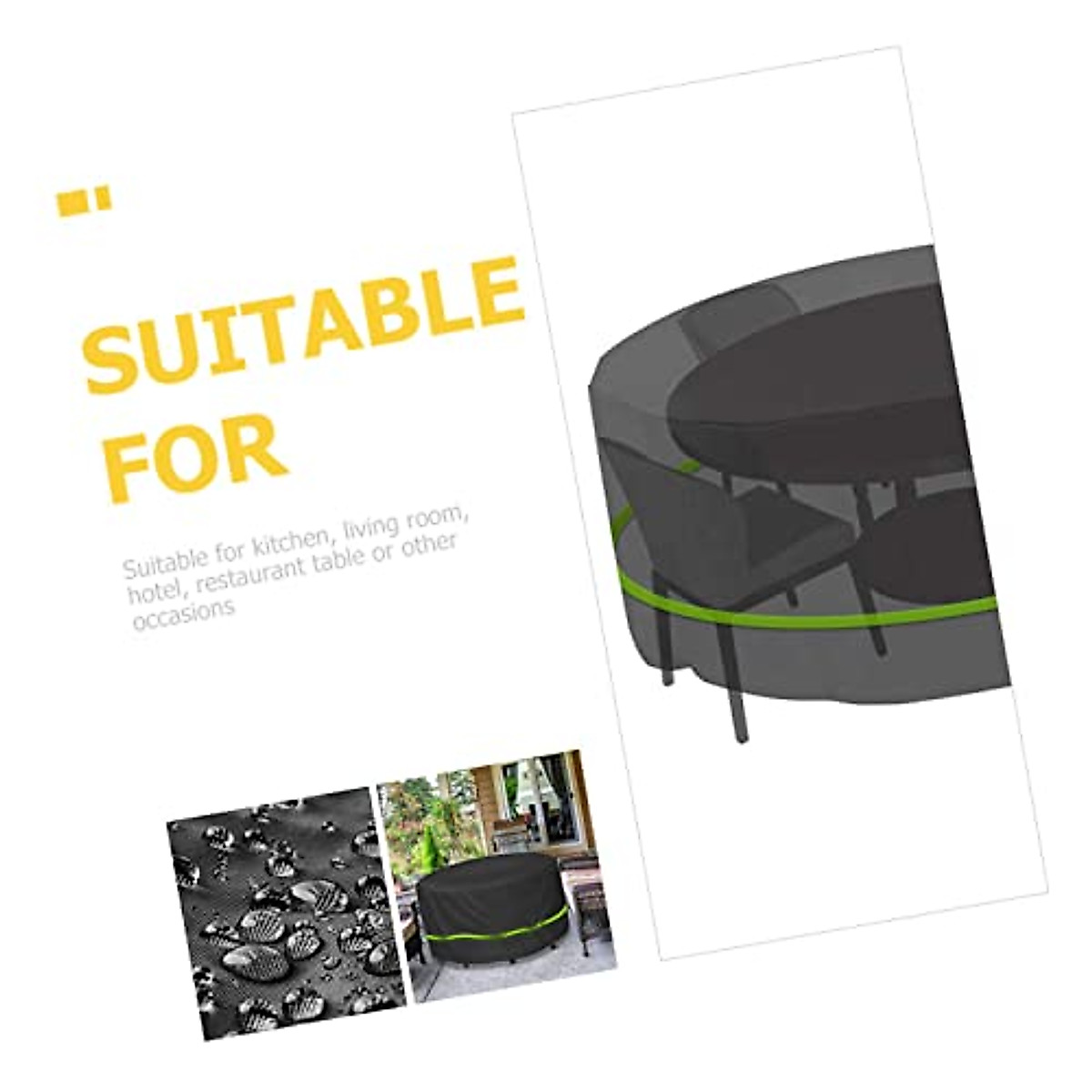 CLISPEED Cm Cloth Patio Anti-Fading Garden UV Fabric Reusable Oxford Household Cover Resistant Height Outdoor Accessories Protector for Furniture Black Wear-Resistant Foldable Round