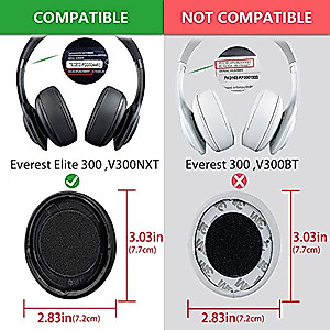 Geekria QuickFit Protein Leather Replacement Ear Pads for JBL Everest Elite 300, V300NXT Headphones Ear Cushions, Headset Earpads, Ear Cups Repair Parts (Black)