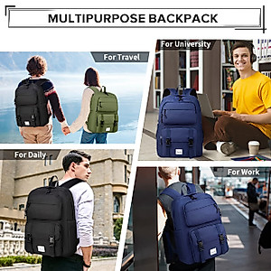 VASCHY Backpack for Men, Unisex Large Fashion Schoolbag Book bag Rucksack for High School/College/Work/Travel/Commuter Black