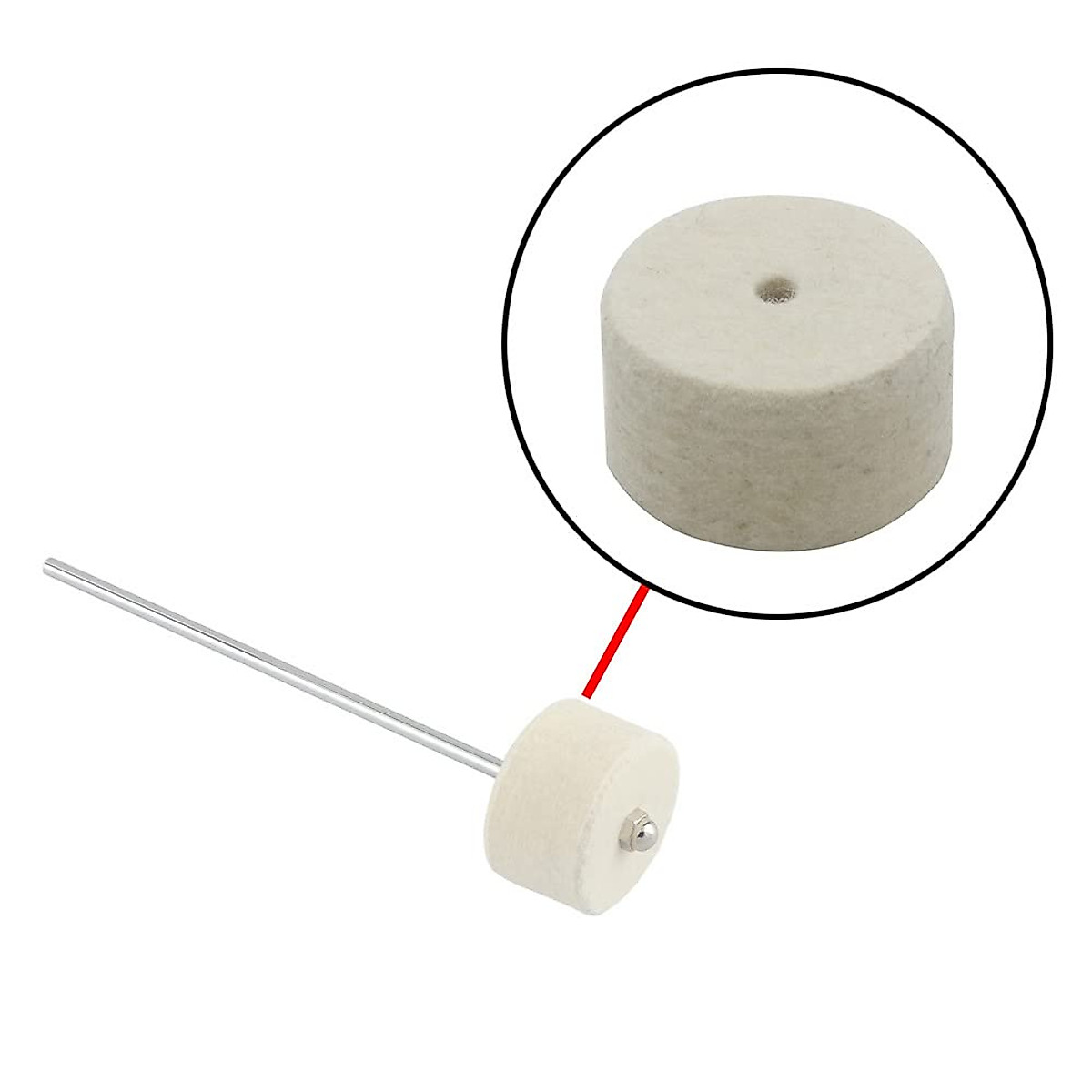 Coshar 2 pcs Wool Felt Pad Drum Pedal Beater Mallet Hammer Head Felts Pads - S1