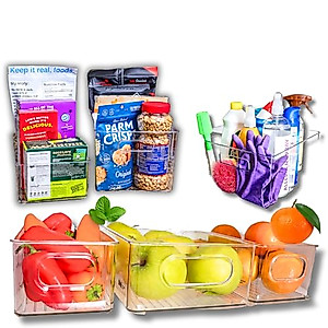 FACTORY GATE | Clear Bins for Organizing [6 Pack+Kit] Chest Freezer Organizer | Clear Containers for Organizing | Clear Containers | Clear Organizer Bins | Pantry Shelf Organizer | Clear Cube Storage