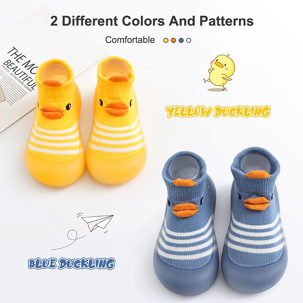 ZURLEFY Baby First Walking Shoes, Cute Duck Baby Sock Slipper, Sneakers for Unisex Newborn Infants Toddlers Boys Girls(37-05XL)