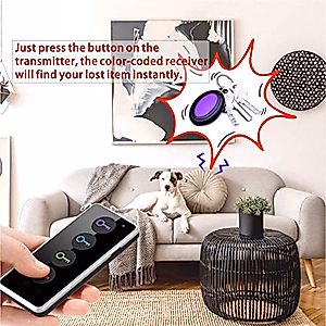 Key Finder, Reyke 80dB+ RF Item Locator Tags with 131ft. Working Range, Wireless Remote Finder Key Finder Locator for Finding Wallet Key Phone Glasses Pet Tracker, 1 RF Transmitter & 4 Receivers