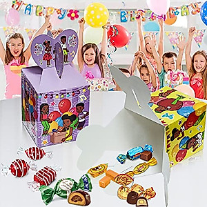 Byhaapy 18Pcs Gracies Party Favor Gift Boxes, Cartoon Corner Goodie Candy Box Black Girls Boys Kraft Treat Boxes for Kids Theme Birthday Party Supplies Table Decoration Baby Shower Decor