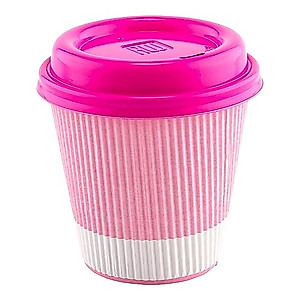 8 Ounce Disposable Coffee Cups, 500 Double Wall Hot Cups For Coffee - Lids Sold Separately, Rippled Wall, Light Pink Paper Insulated Coffee Cups, For Coffee, Tea And More-Restaurantware