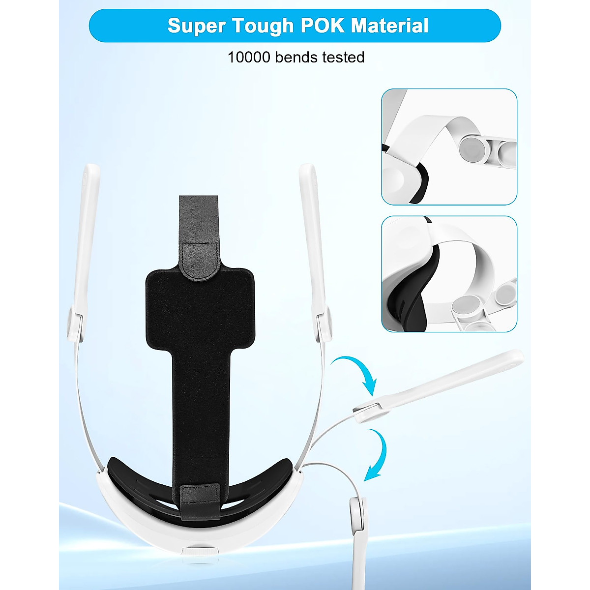 TRANSNOVO Compatible with Oculus Quest 2 Head strap, VR Accessory for Meta Quest 2, One-Button Retractable Lightweight Elite Strap,Enhanced Comfort Support and Gaming Immersion in VR —— White Button