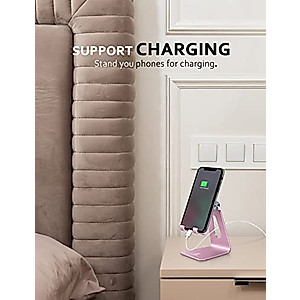 Tobeoneer Adjustable Cell Phone Stand Desktop Phone Holder, Aluminum Desk Stand Cradle Dock for iPhone 13 12 Mini 11 Xr Xs max 8 7 6 6s 5 Plus Samsung Huawei All Smartphones (Rose Gold)