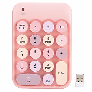 S erounder Wireless Numeric Keypad, Mini Digital Numpad 18 Keys Ergonomic Number Pad Keyboard with 2.4G USB Receiver & Cholate Keycap for LaptopPCDesktop(Pink)