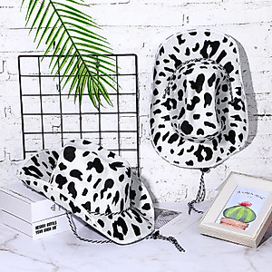 Neer Cow Print Cowboy Hat 2 Pieces Cowboy hat Unisex Black White Cowboy Hat for Men and Woman Party