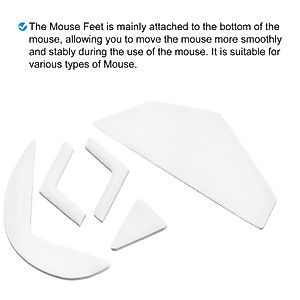 PATIKIL Rounded Curved Edges Mouse Feet Skates Pads 0.6mm w Cleaning Paper for G502 Wired Gaming Mouse Feet Replacement White 6Pcs/1 Set