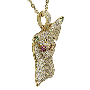 AryanJewels 1.00 Ct Round Cut Multi-Color Diamonds Pokemon Pikachu Women's Charm Pendant Necklace 925 Sterling Silver 14K Yellow Gold Over